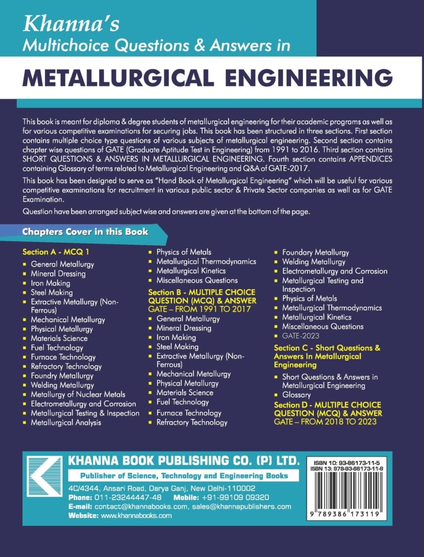 Khanna's Multichoice Questions & Answers in Metallurgical Engineering