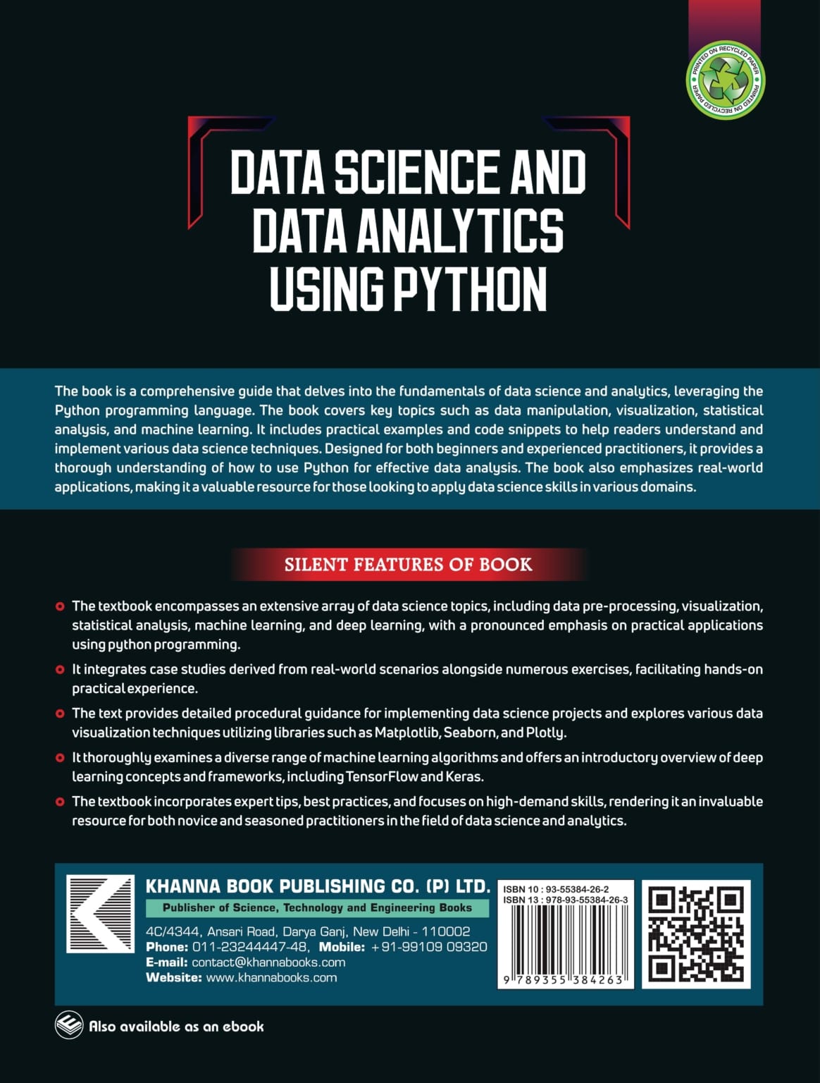 Data Science and Data Analytics Using Python - Khanna Publishing House