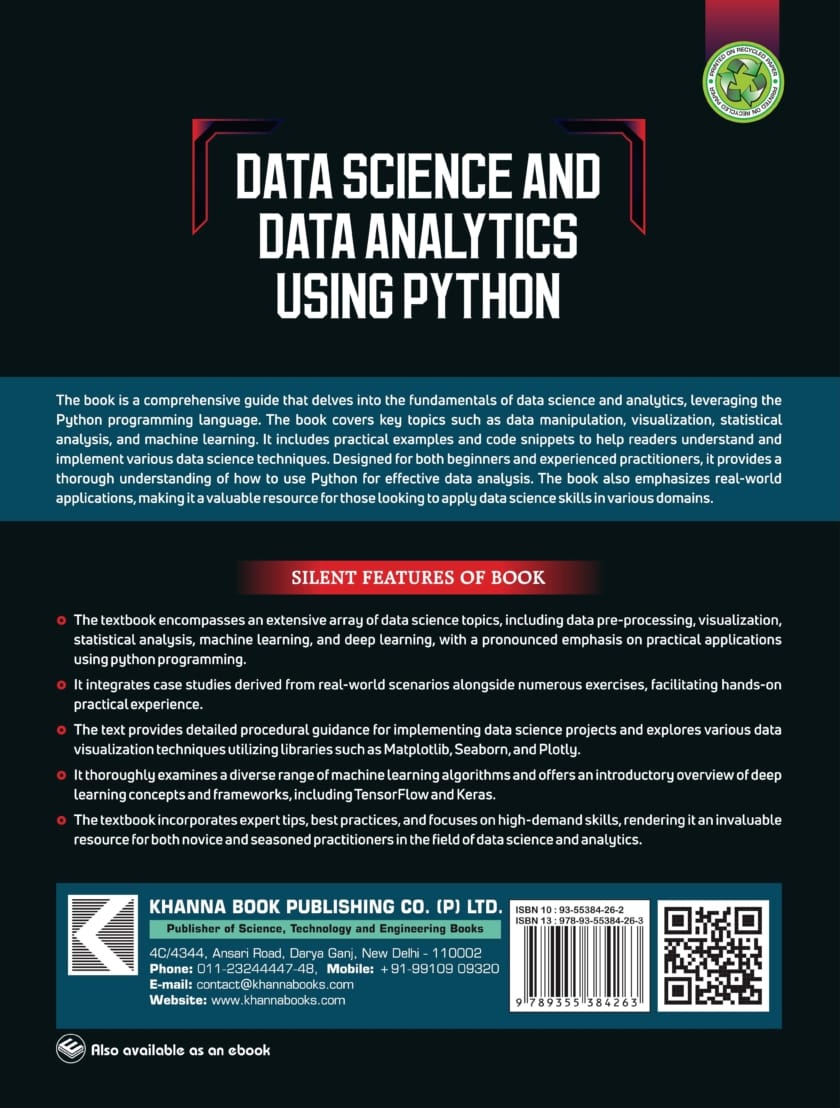 Data Science and Data Analytics Using Python - Khanna Publishing House